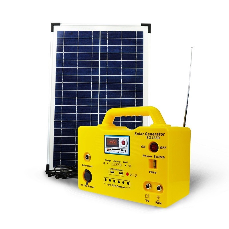 30W Solar Lighting Kit Phone Power Charging FM Radio MP3 Player ...